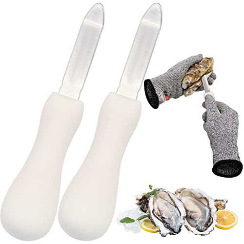 Oyster Shucking Knife, FRYOOGG Oyster Knife Oyster Knife Shucker Set With 5-level Protection Food Grade Oyster Shucking Knife Glove(L), Oyster Shucker Knife, Oyster Shucker, Oyster Shucking Kit(White)
