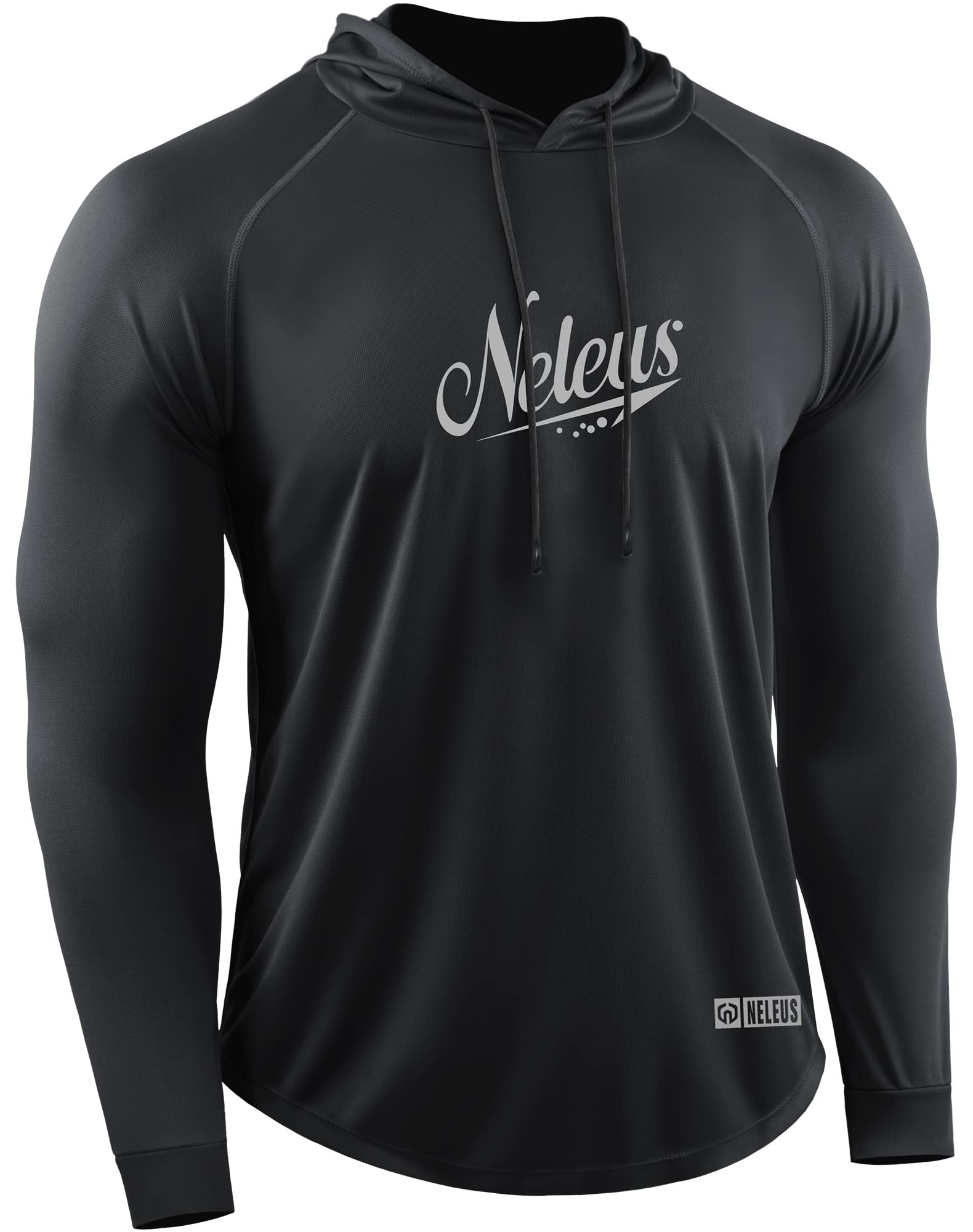 NELEUS Men's 3 Pack Running Shirt Long Sleeve Workout Shirts with Hoods,5137 Black/Black/Black,2XL