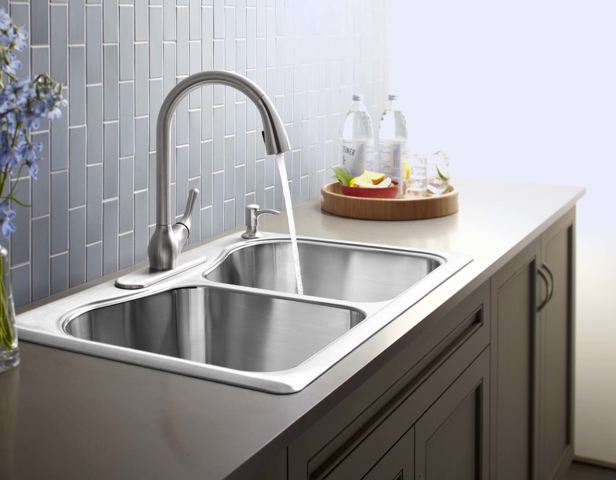 KOHLER R776-SD-VS Barossa Kitchen Faucet with Soap/Lotion Dispenser, Vibrant Stainless