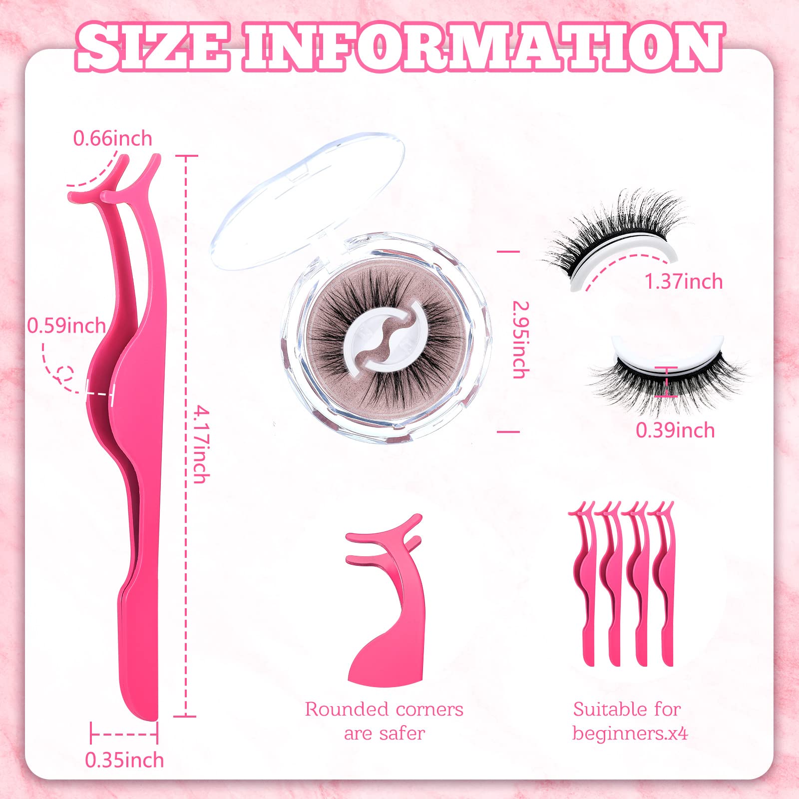 Reusable Self Adhesive Eyelashes No Glue or Eyeliner Needed Easy to Put on, Stable Non Slip Waterproof False Lashes with 2 Eyelash Tweezers Thoughtful Gift for Women Makeup, 6 Pairs (Stylish Style)