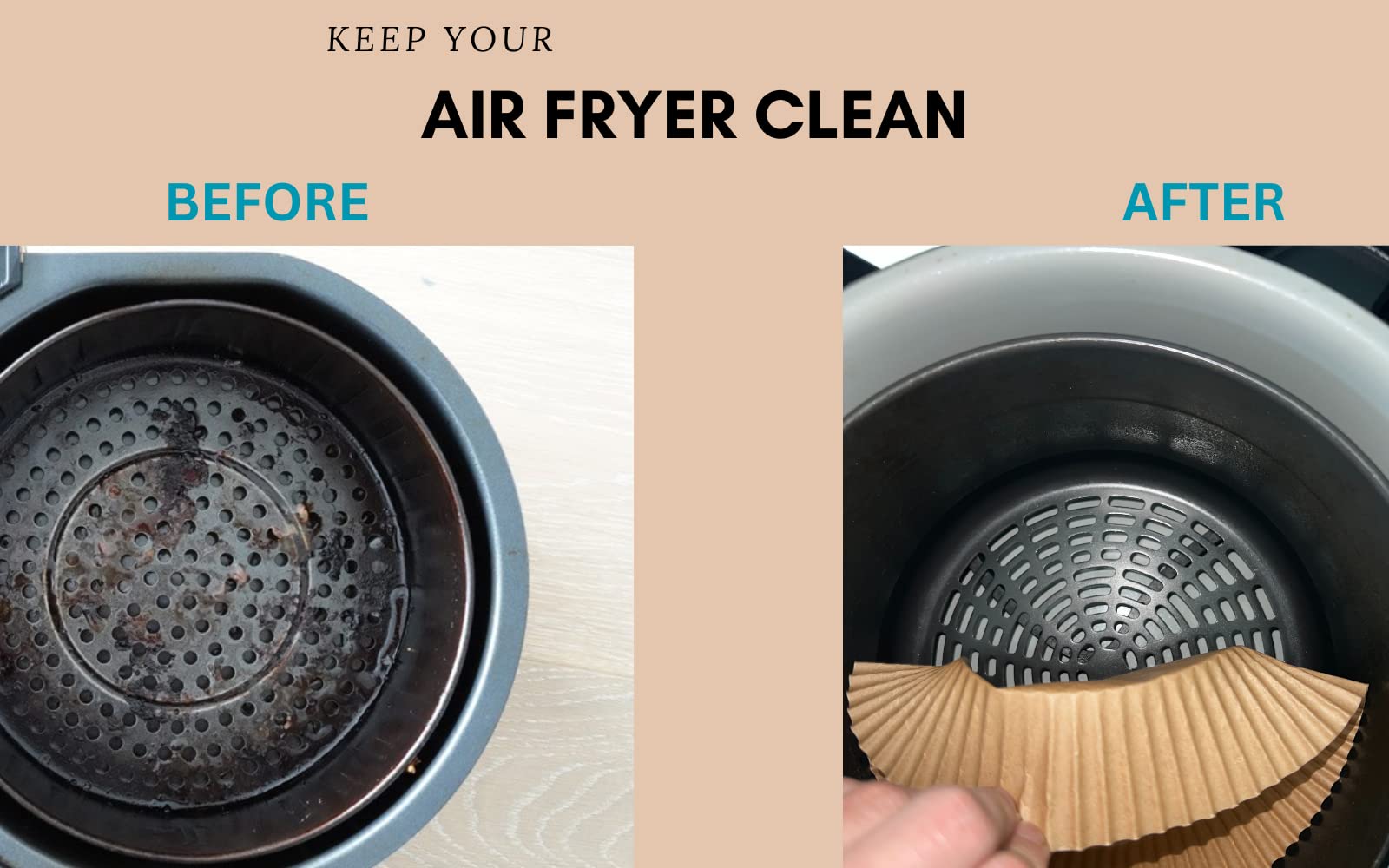 Ohimbuying Air Fryer Liners - Disposable Round Parchment Paper Liners, Raised Edges - Non-Stick, Food-Grade, Heatproof Inserts for Oven Baking, Microwave Cooking - 6.3" Diameter, 100 Sheets Per Pack