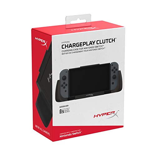 HyperX ChargePlay Clutch – Charging Case for Nintendo Switch, USB Type-C, Joy-Con Grips, Charging Kickstand, Tabletop Mode, 6000mAh Battery, Black (HX-CPCS-U)