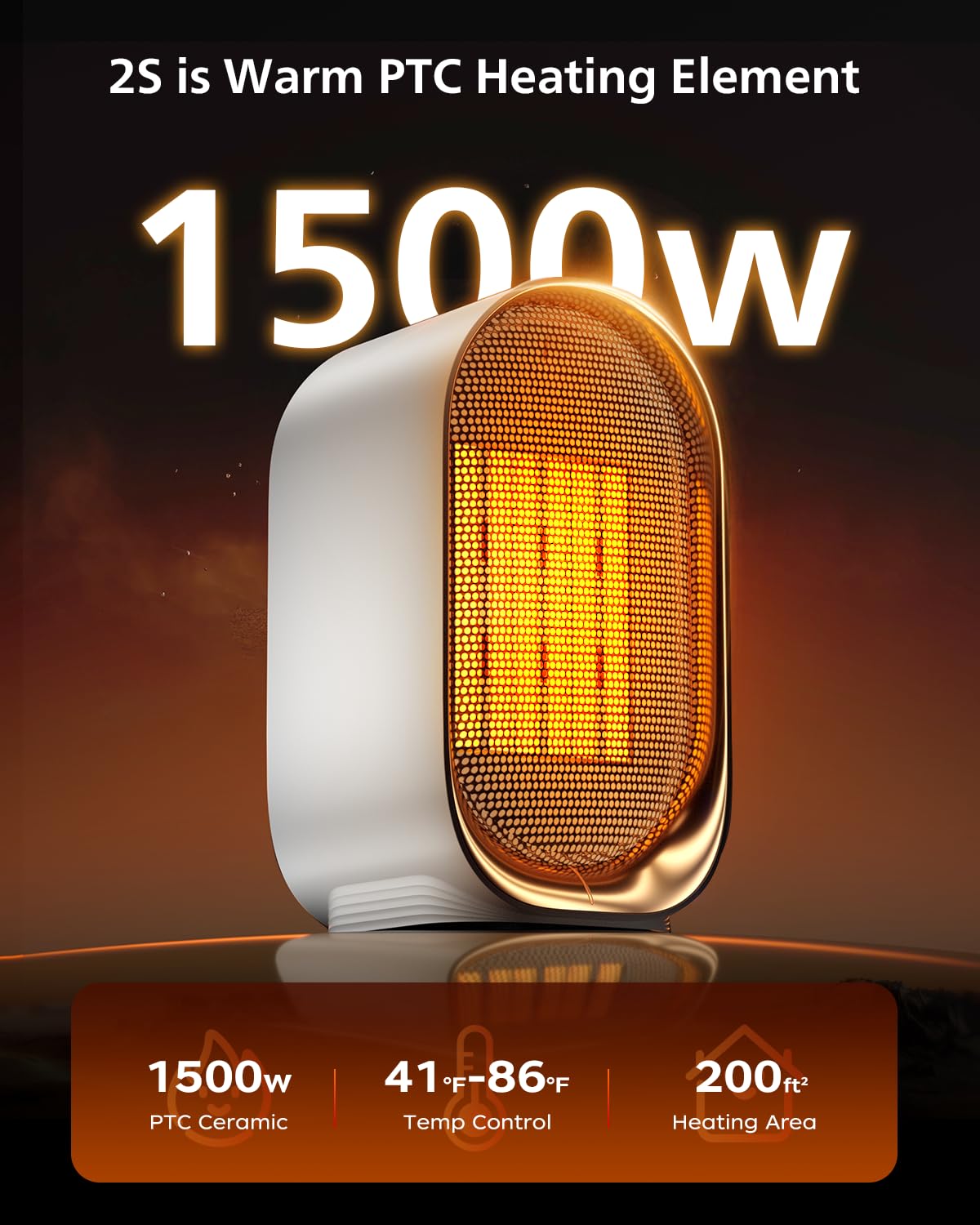 QQT Space Heater,1500W Mini Energy Efficient Space Heaters for Indoor Use,3-Speed Portable Heater Fan for Office with Adjustable,Triple Protection,Suitable for Bedroom, Office and Indoor Use(White)