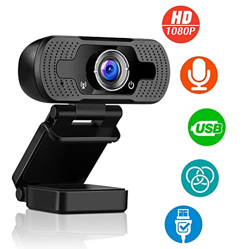 Riiai 2022 flu HD 1080P 2MP Webcam with Built-in Noise Cancelling Microphone for PC/Laptop 30 FPS Wide campatibility for Win 7/8/10 Skype YouTube Facebook Live