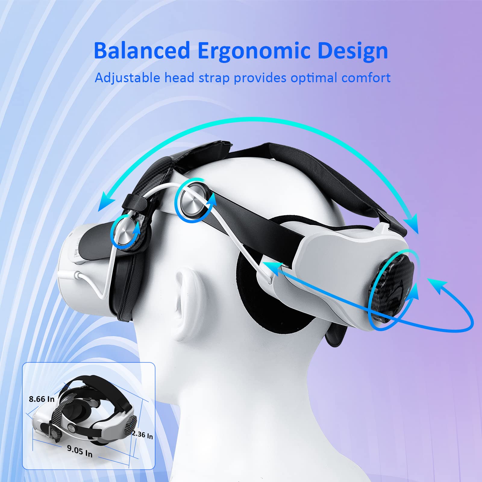 NexiGo Head Strap for Oculus Quest 2, Replacement for Elite Strap, Adjustable Head Strap, Increased Support and Balance, Reduced Head Pressure for More Comfortable and Immersive VR Experience