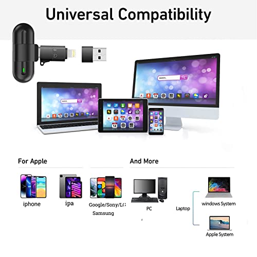 MYBESTFURN Wireless Lavalier Microphone for iPhone iPad, Android Phone,Professional Lapel Mics with Clearer Audio, Mini Microphone for Video Recording, YouTube, Interview, Tiktok, Vlog(2 Pack)