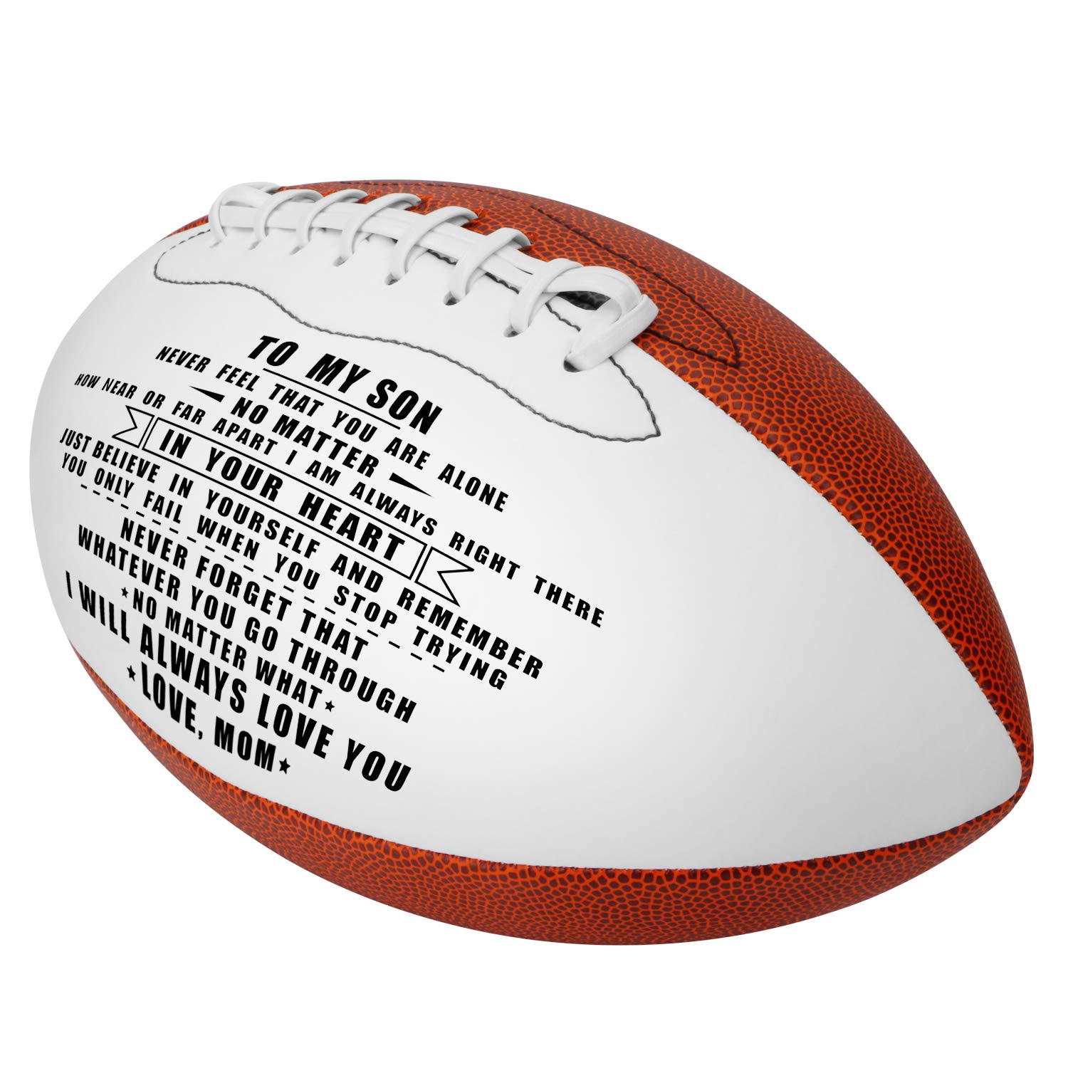 K KENON Personalized Composite Leather American Football Ball for Son from Mom - 1 Year Guarantee
