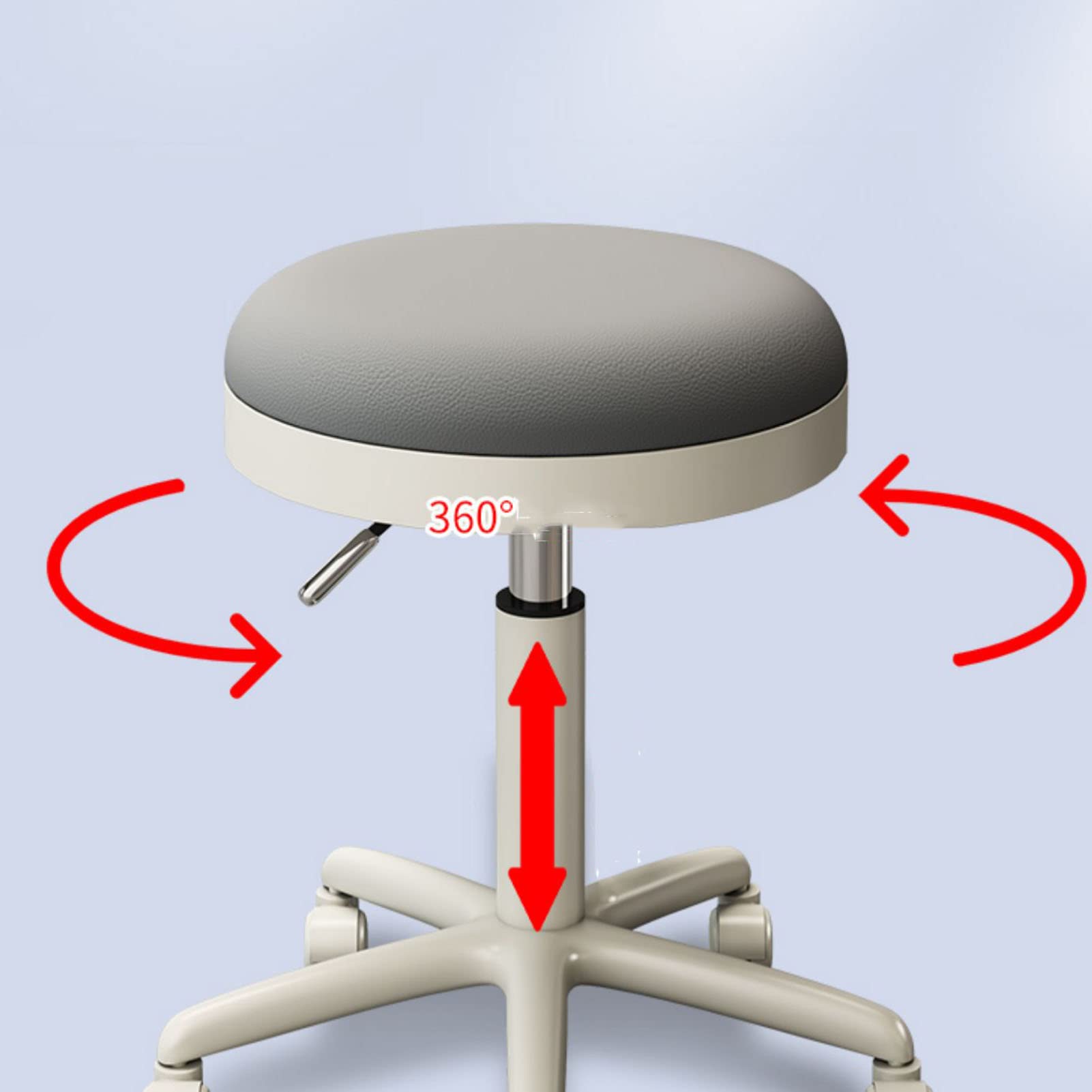 PRMAL Stools,Roll Stool Swivel Seat Work Chair Height Adjustable 360 ° Rotatable Workshop Cosmetic Stool for Beauty,Hair,Massage Salon, Lab, Kitchen/Beige