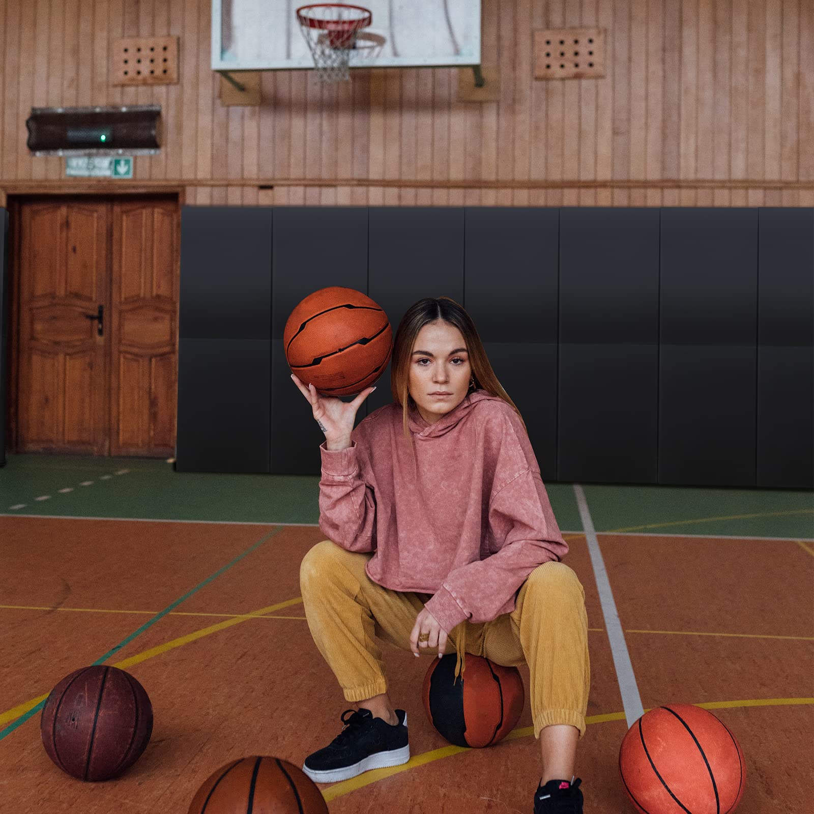 Progoal 4 Pack 2" Thick Foam Protection Wall Pad,Gym Basketball-Court Protectors,Durable Waterproof Padding for Wall-mounted Basketball Hoops(60" L x 20" W)