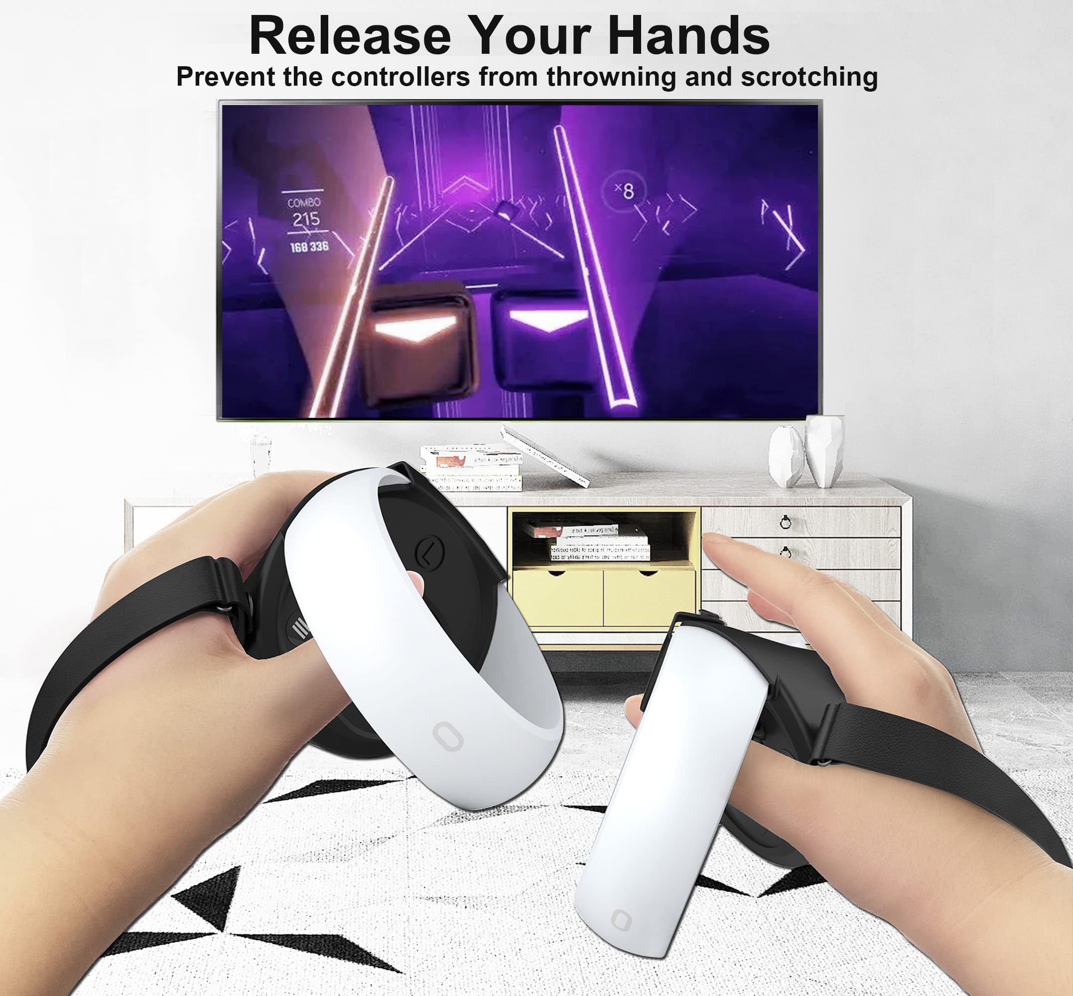 MUGEYMYD Accessories for Oculus/Mete Quest 2 ,3 in 1 VR Accessories:Touch Controller Grips Cover & Silicone Face Cover and Lens Protect Cover Compatible with Quest 2,Enhance VR Experience (Black)