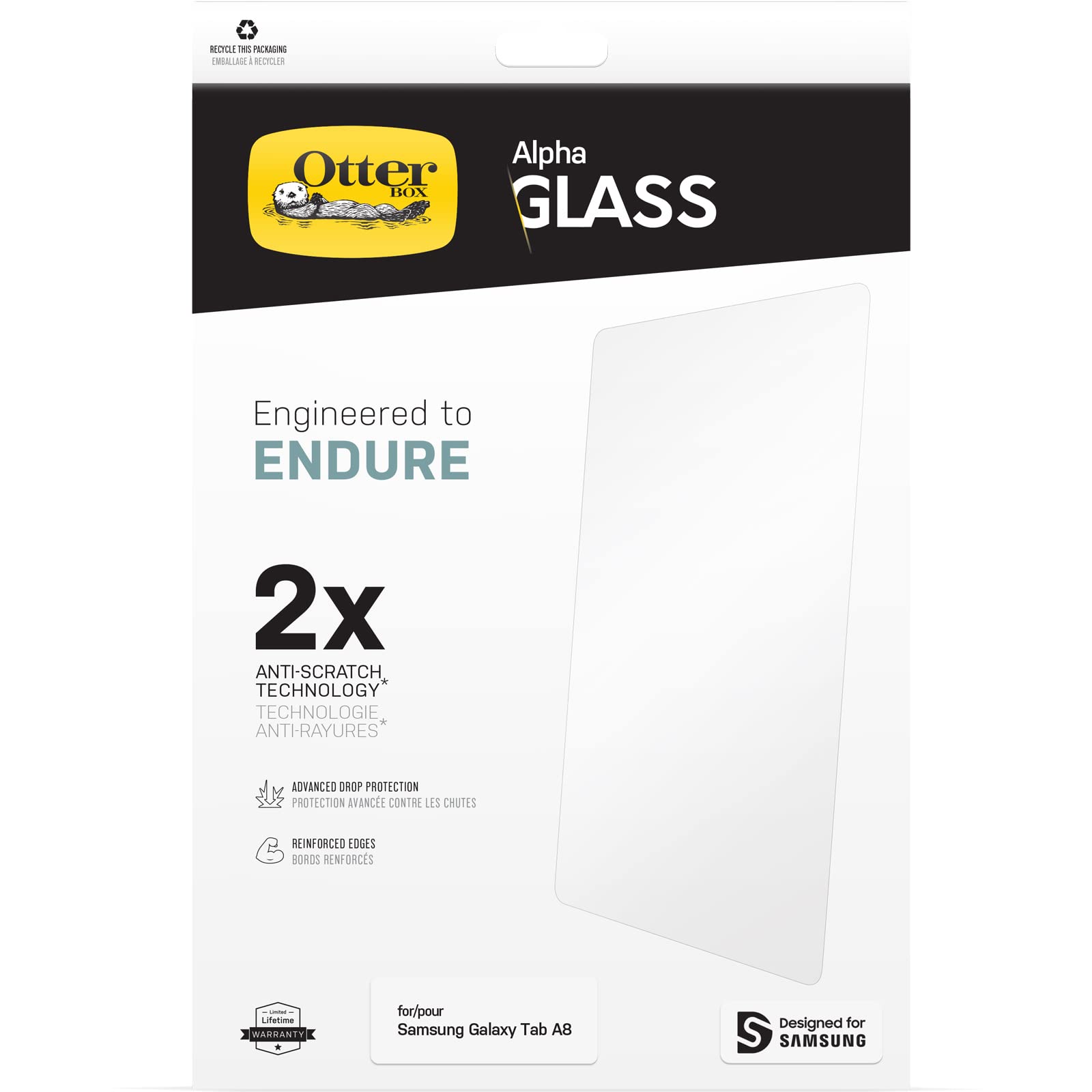 OTTERBOX Alpha Glass Series Screen Protector for Samsung Galaxy Tab A8 - Clear