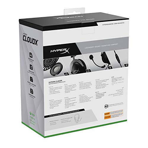 HyperX CloudX – Official Licensed Gaming Headset, Memory Foam Ear Cushions, Detachable Noise-Cancelling Mic, in-line Audio Controls, Silver (Renewed)
