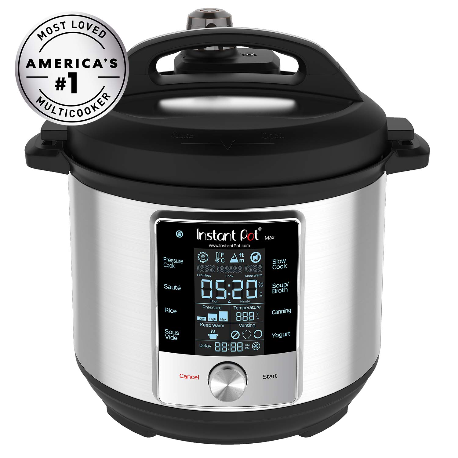 Instant Pot Max 6 Quart Multi-use Electric Pressure Cooker with 15psi Pressure Cooking, Sous Vide, Auto Steam Release Control and Touch Screen and Silicone Cover 5 & 6 quart