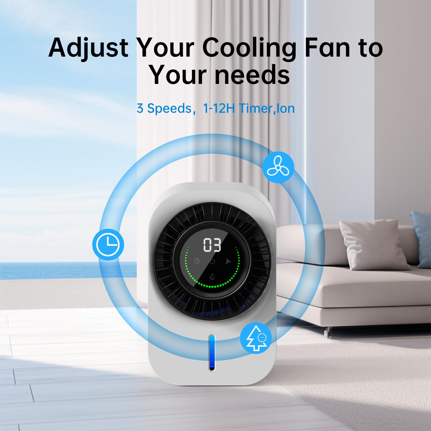 Portable Air Conditioners, Personal Evaporative Air Cooler with 3 Speeds &12H Timer, 600ML Cooling Fan Mini Air Conditioner, Portable AC Unit Fan for Room Bedroom Office Desk Camping