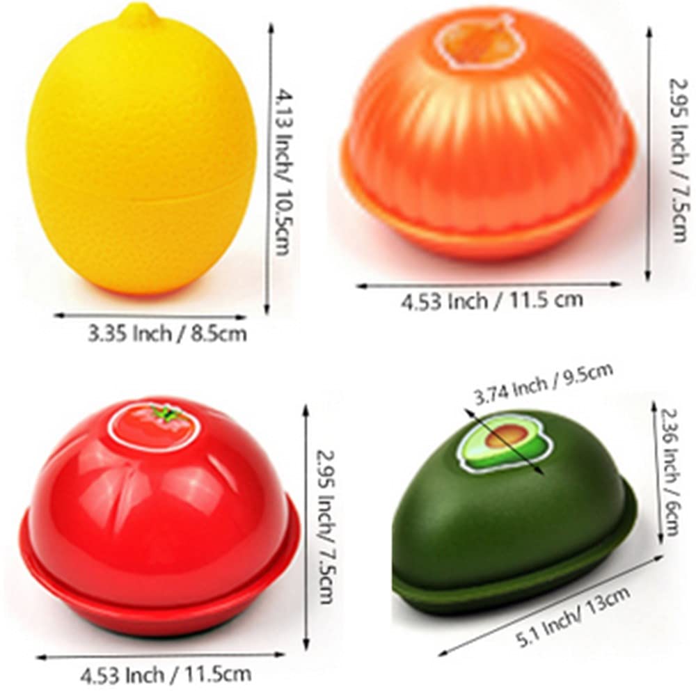 OUKEYI Fruit and Vegetable Storage Containers Reusable SiliconeRefrigerator Box Storage Bowls Saver Holder Keeper foronion, Tomato, Lemon, and avocado ,Refrigerator Vegetable Crisper 4Pieces