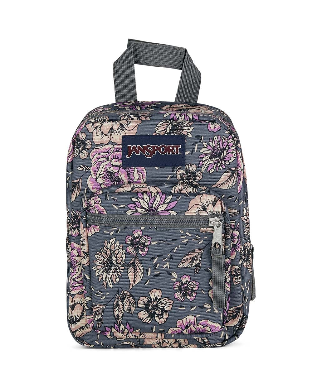 JanSport Big Break Insulated Lunch Bag - Small Soft-Sided Cooler Ideal for Class, Work, or Meal Prep, Boho Floral Graphite Grey