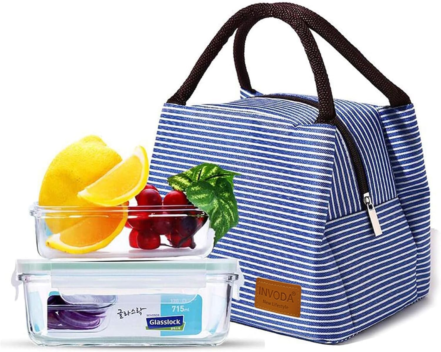 Lunch Bag 4PCS Lunch Organizer for office Lunch Cooler with Zip Closure Foldable Lunch Tote Bag, Reusable Lunch Holder Insulated Lunch Container Picnic Bag for Men Women