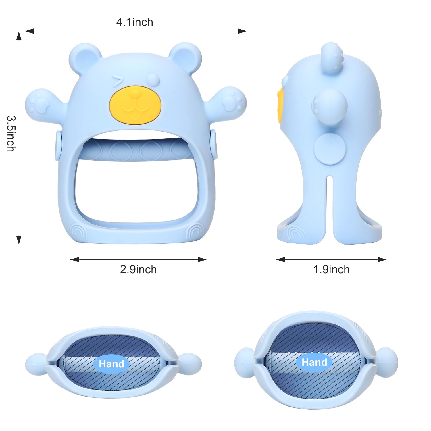 Never Drop Baby Teething Toy for 0-6 Month Infants, Dust-Proof Baby Chew Toys & Soothing Pacifier 2-in-1, Silicone Hand Teether for Babies 6-12 Months Sucking Needs, BPA Free