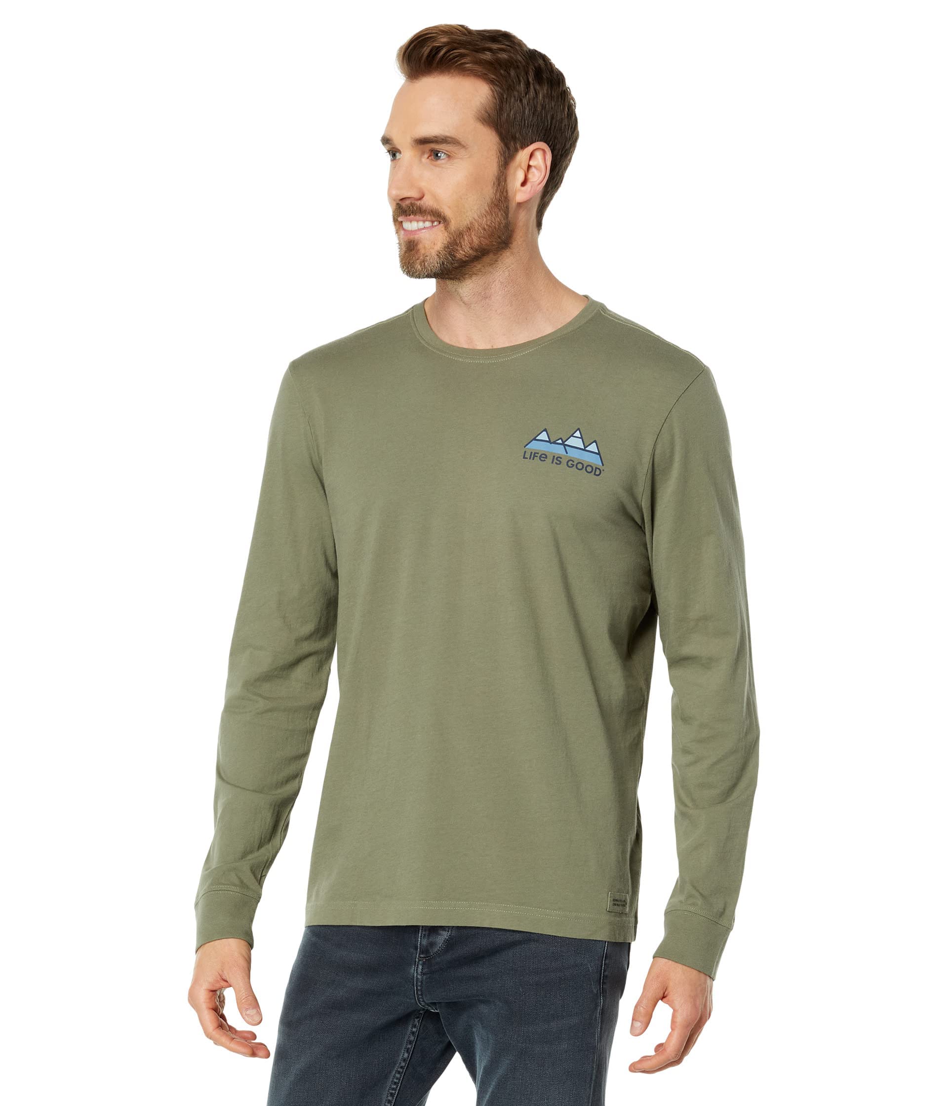 Life is Good Retro Mountains Long Sleeve Crusher-Lite™ Tee Moss Green XL