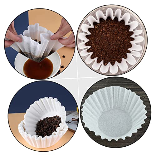 VOSAREA 100 Sheets American Coffee Filter Paper Loose Tea Strainer Cup Unbleached Coffee Filter Wavy Surface Filter Bowl Espresso Tools Coffee Filters Basket Cone Coffee Filter Drink White