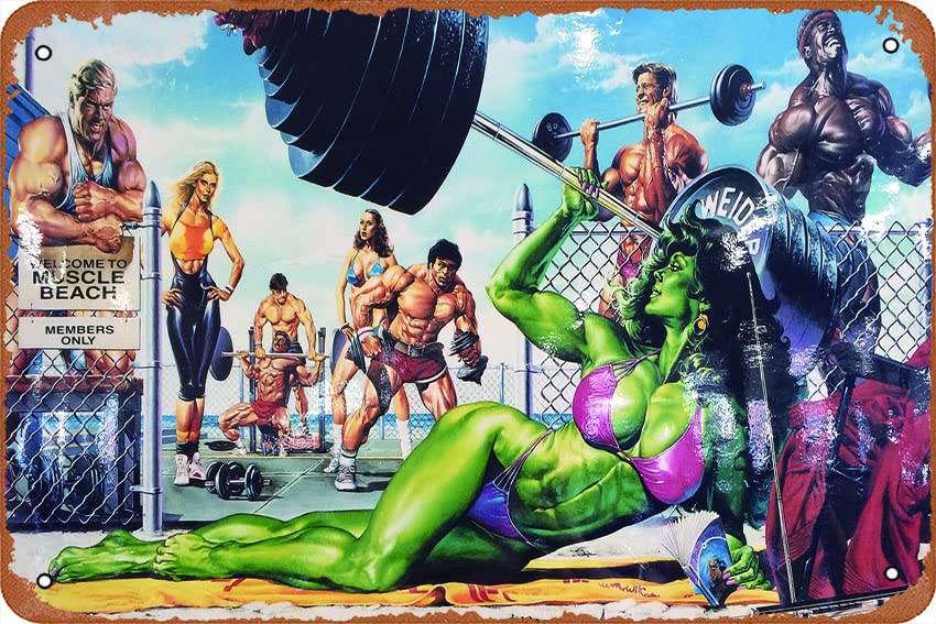 Ysirseu She-Hulk cartoon poster Retro tin Sign Wall Art Decor Metal Sign Decoration Sign 8x12 inch