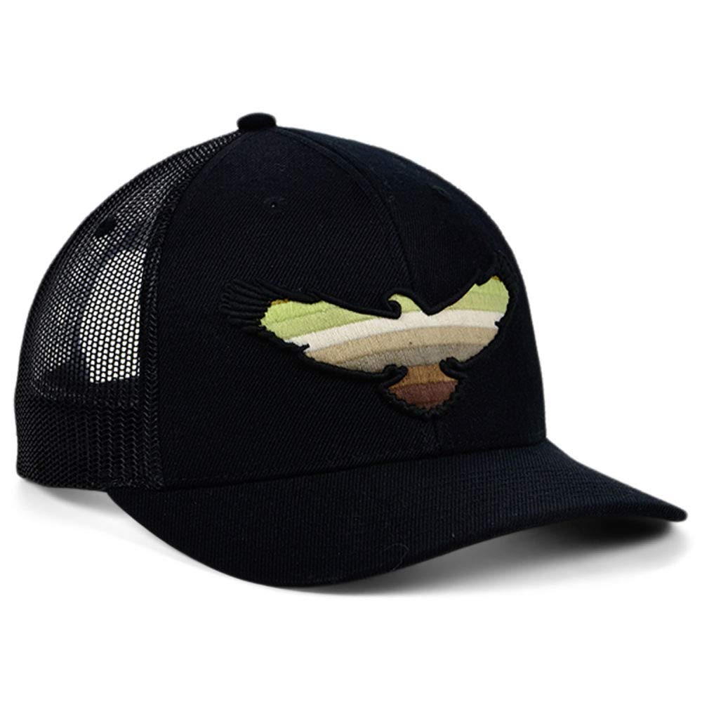 Local Crowns Animal Collection Eagle Gradient Patch Cap, Trucker Style Snapback Hat for Men and Women Black