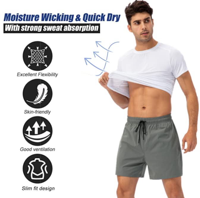 Men's Dry-Fit Short Sleeve T-Shirt Active Athletic Crew Top UPF 50+ Workout Running Fishing Top Tee Performance Shirts White