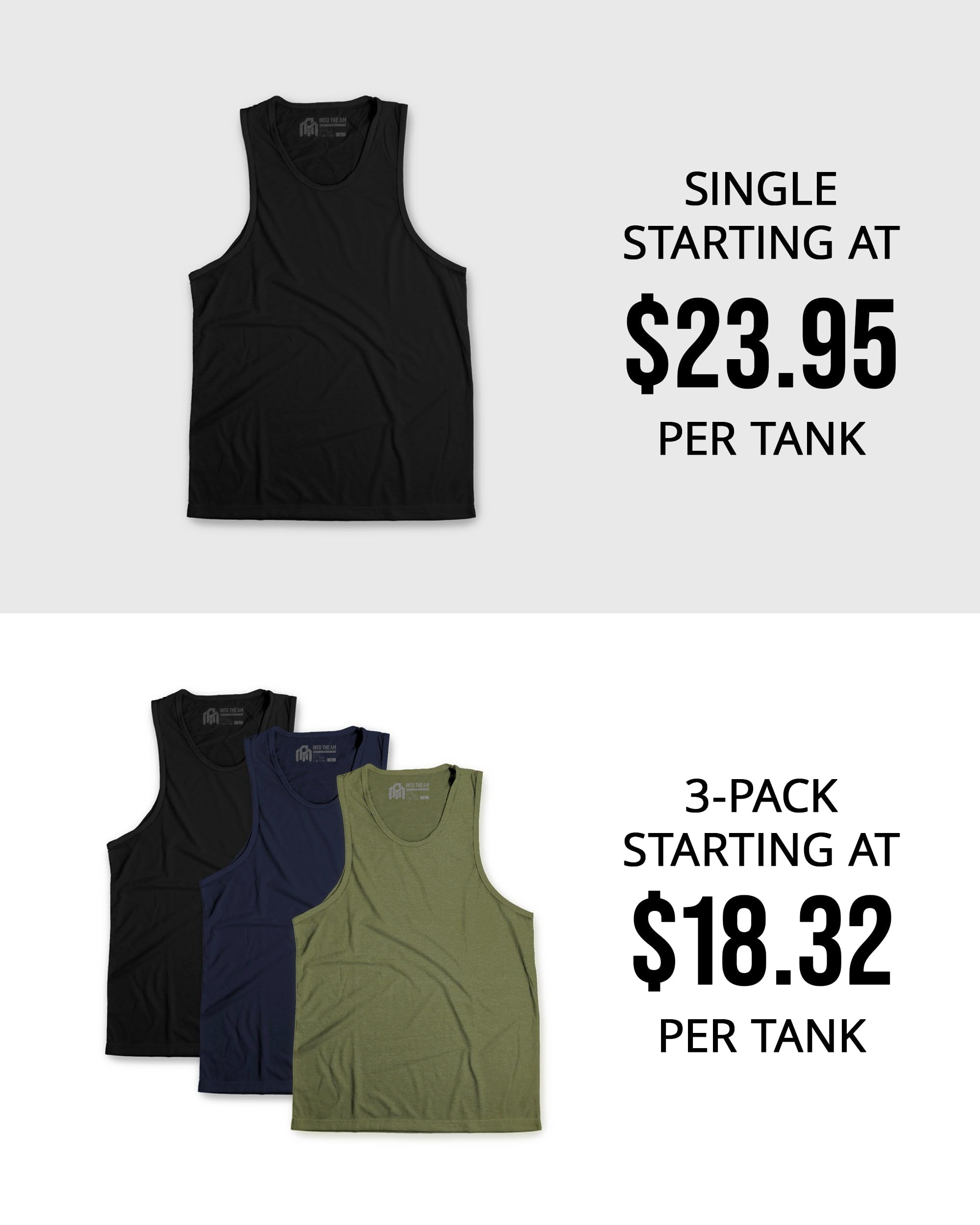 INTO THE AM Men's Essential Tank Tops - Soft Fitted Everyday Premium Sleeveless Muscle Shirt Bro Tanks for Guys (Olive Green, Large)