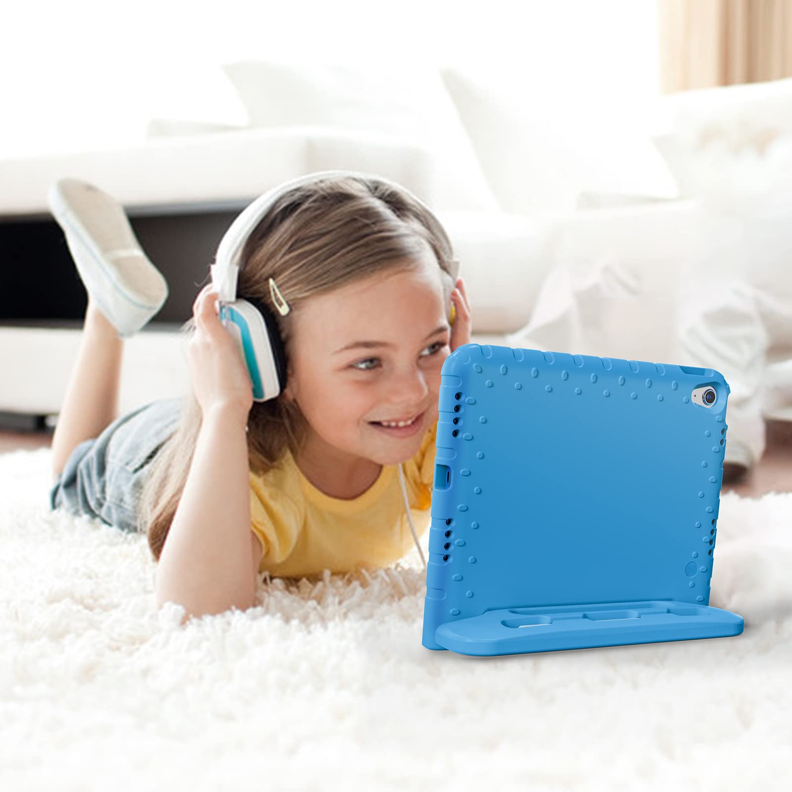 ProCase Kids Case for iPad 10th Generation with Pencil Holder, iPad 10 case 10.9 Inch 2022 Shockproof Lightweight Kids Case with Stand and Convertible Handle for Child Boys Girls Toddlers -Blue