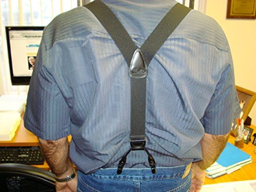 Holdup Brand Casual series Slate Dual Clip Double-Up style Suspenders for Men withNo-SlipĀ® black clips