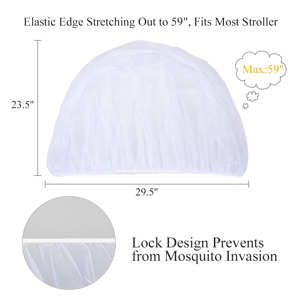 Jolik(2 Pack) Mosquito Net for Stroller Carriers Car Seats Cradles, Universal Size, High-Density Stroller Mosquito Net…