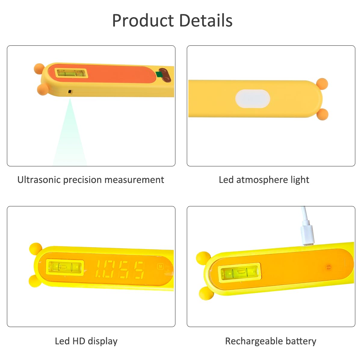 Smart Digital Height Measurement Tool Scale for Kids, Portable Infrared Body Height Stadiometer Measurement for Wall, Handheld Cordless Height Measuring Device for Children