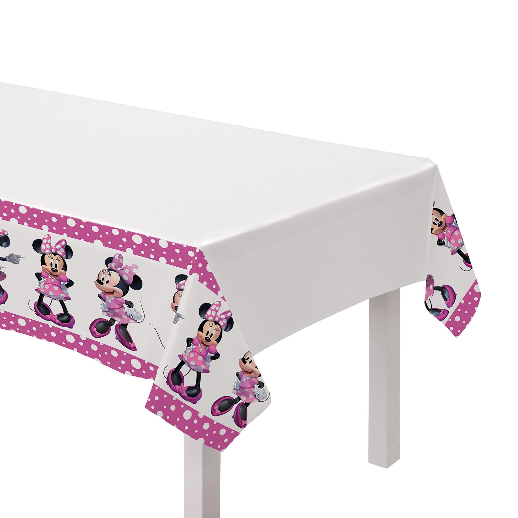Minnie Mouse Forever Party Supplies Pack Serves 16: 9" Plates Luncheon Napkins Cups and Table Cover with Birthday Candles (Bundle for 16)