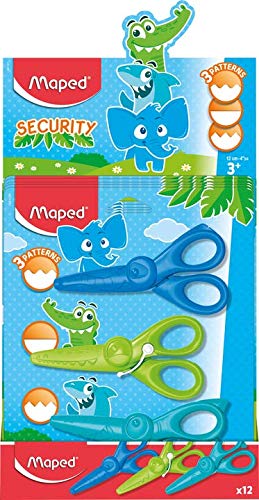 Maped KidiCut Spring-Assisted & Craft Plastic Safety Scissors, Kids, 4.75 Inch, Set of 3 (981727)