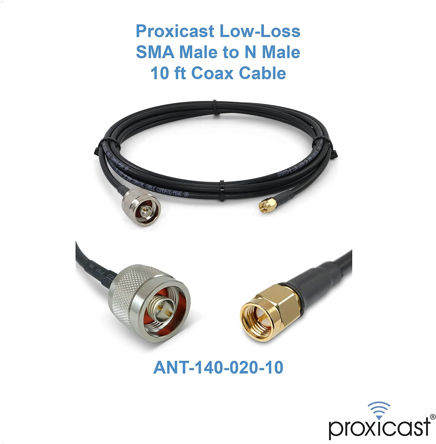 Proxicast 10 dBi 4G/5G/WiFI Omni Antenna + 10 ft Pro-Grade Coax Cable + Free Tape Bundle (ANT-126-002-BDL-10)