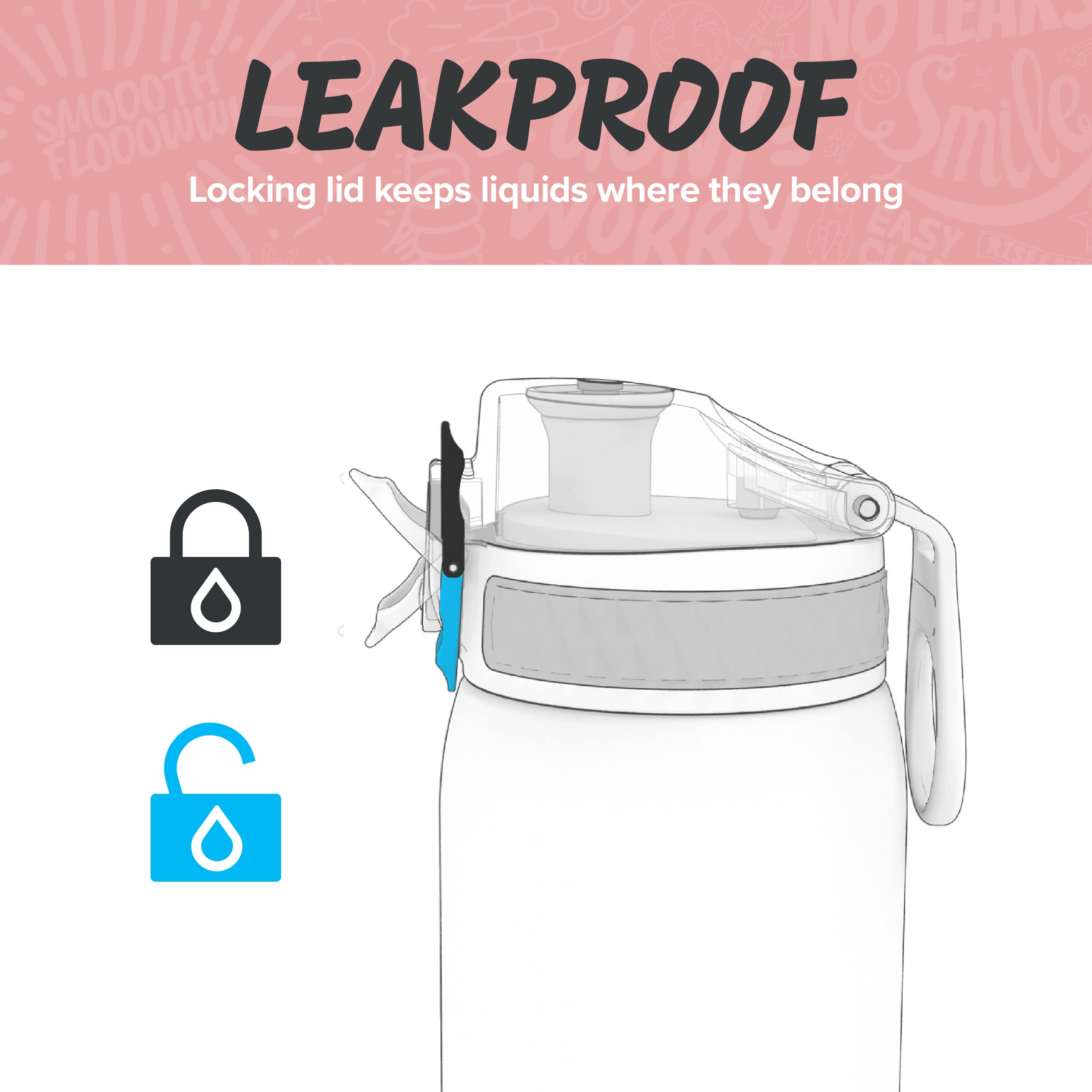 Ion8 Tour Leak Proof BPA Free Cycling Water Bottle, 750ml (24 oz), Frosted Rose Quartz