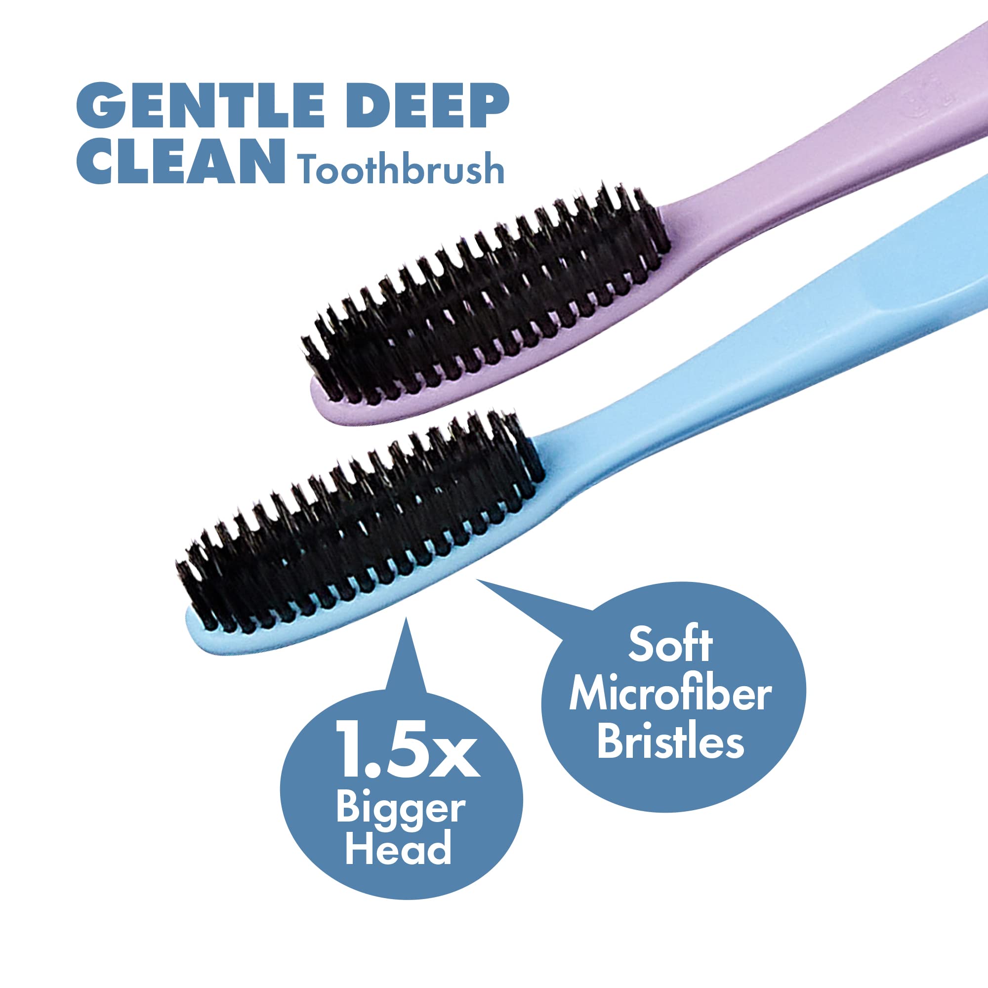 Red by Kiss Gentle Deep Clean Tooth Brush 2X Soft Micro Fiber Brush, Made in Korea 2 Pack (White)