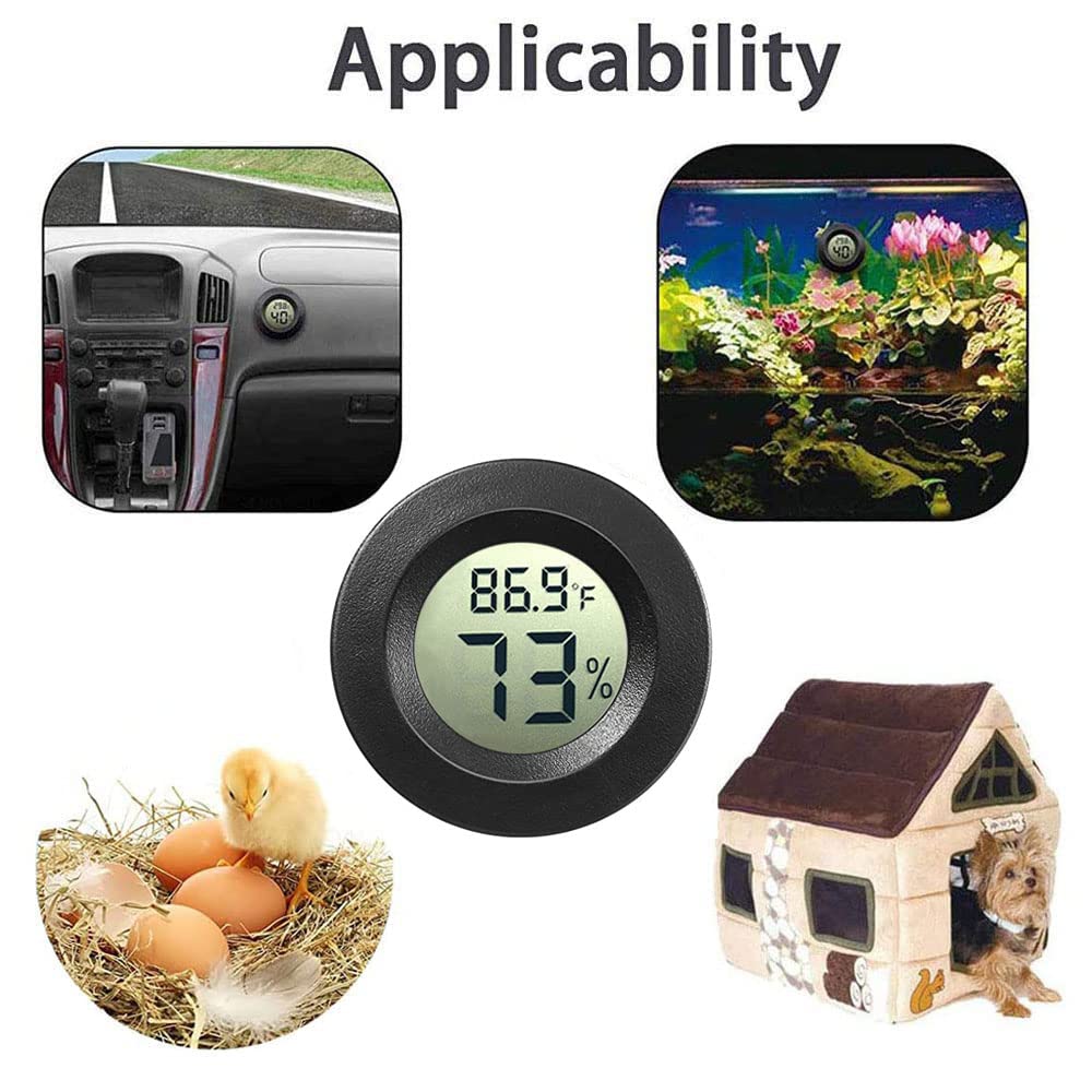 JEDEW 6-Pack Mini Digital Hygrometer Thermometer Gauge, Indoor Outdoor Temperature Humidity Meter for Greenhouse Humidors Incubators Reptile Terrarium Jars, Fahrenheit (℉) or Celsius(℃)