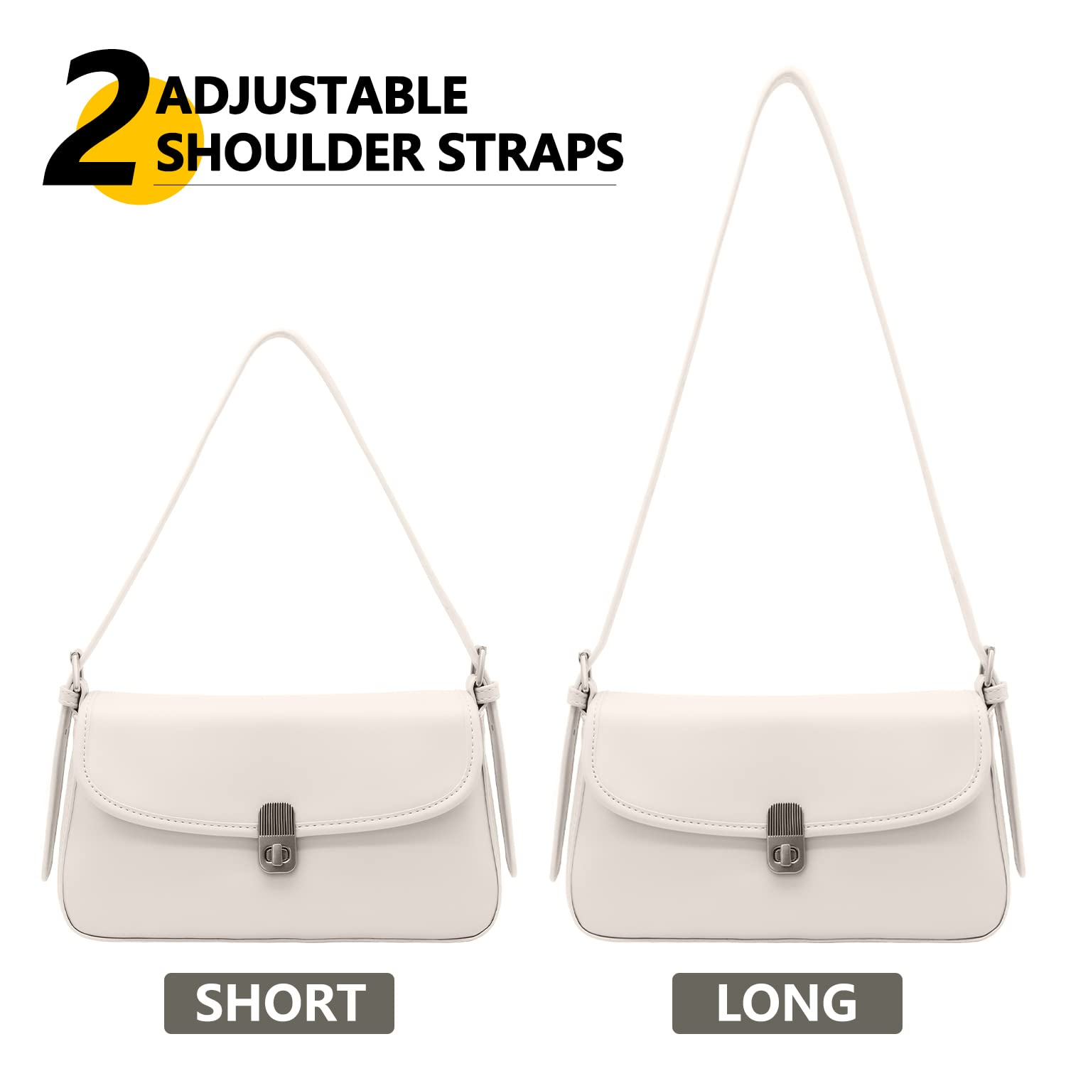 PS PETITE SIMONE White Purses for Women Leather Small White Shoulder Bag Y2K Mini Purse Brianna Crossbody Handbags