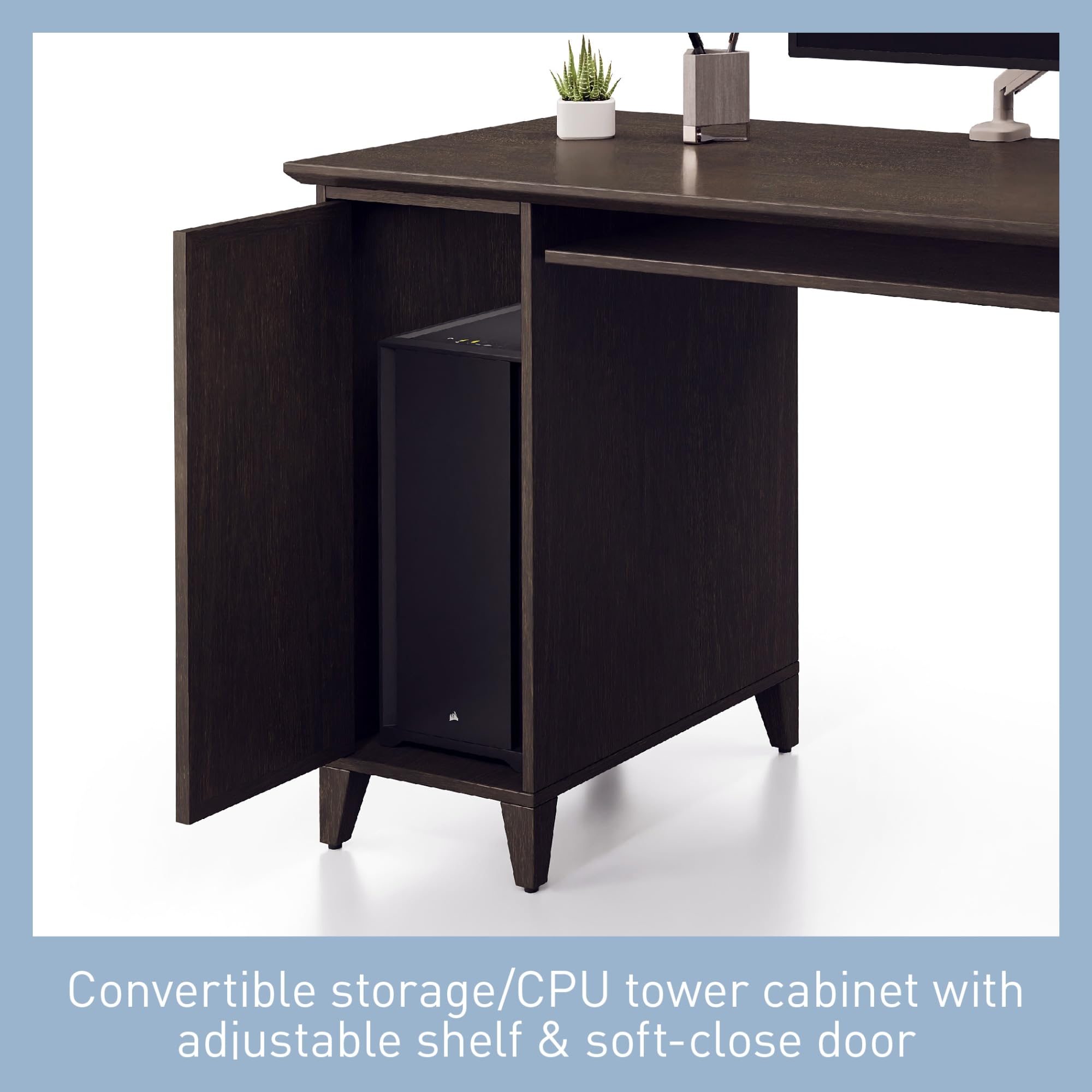 RealspaceĀ® Koru 60"W L-Shaped Corner Computer Desk With Integrated Power & Charging, Espresso Oak