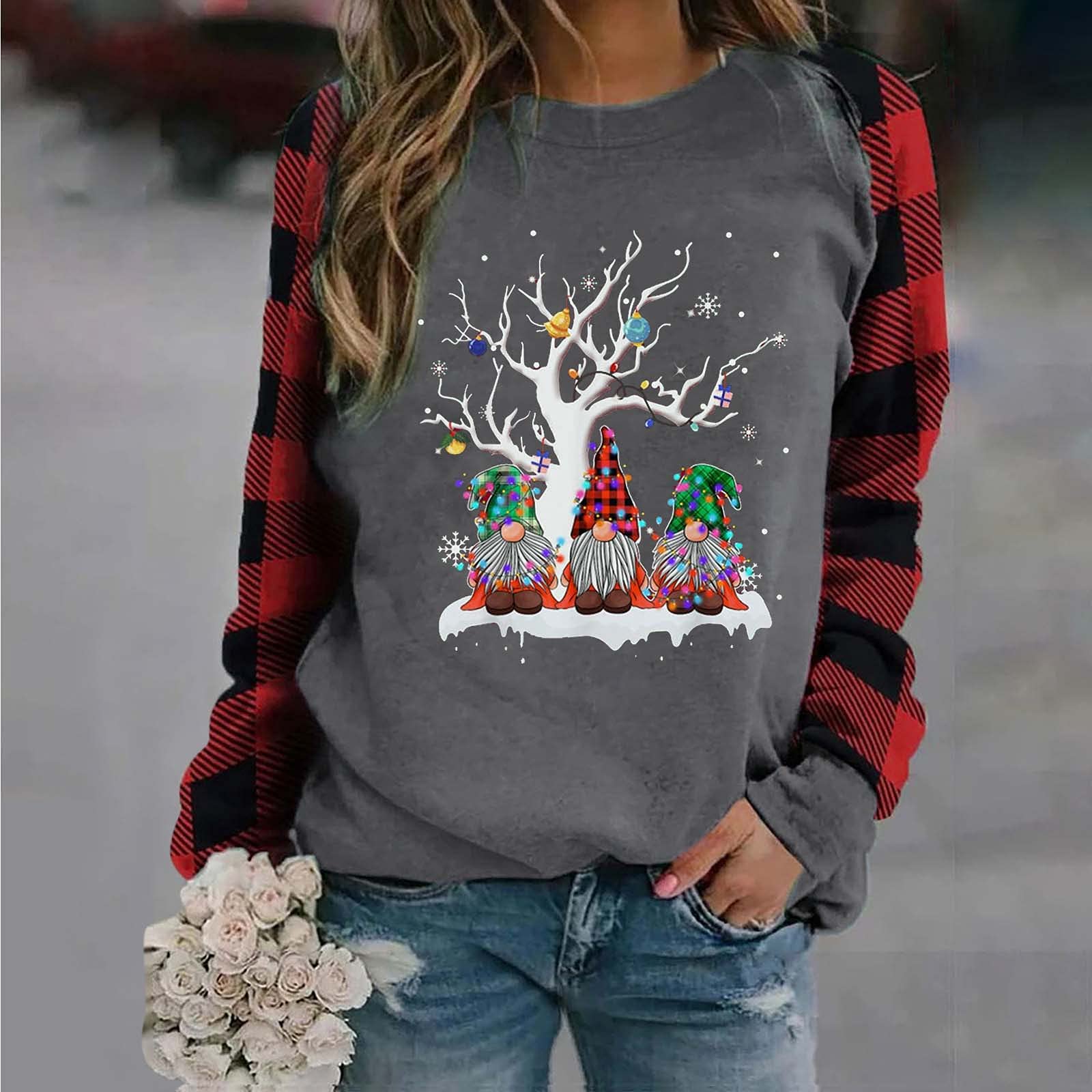 Pullovers For Women Round Neck Pullover Shirts Long Sleeve Sweatshirts Fashion Casual Hoodie Tops Clothes Outfits White