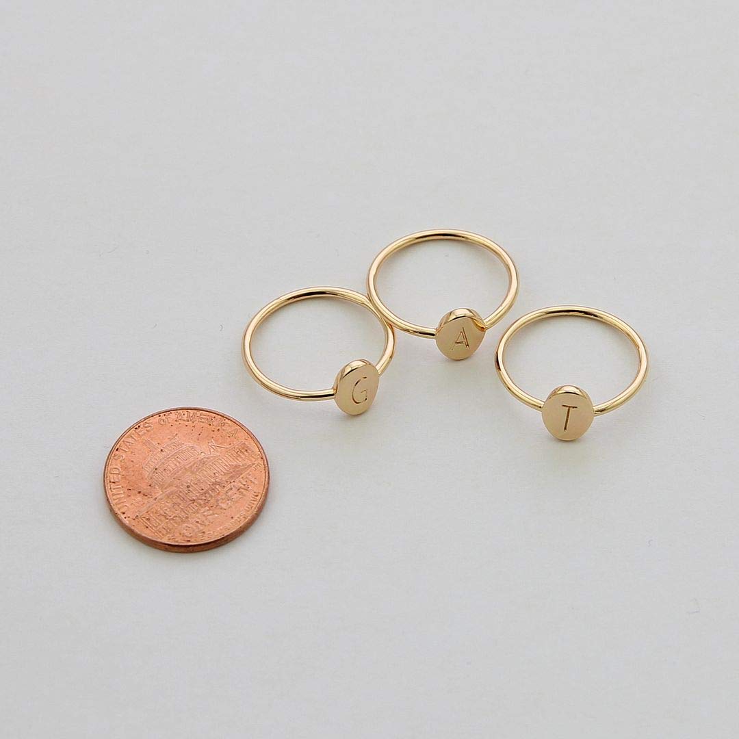 LUIWIN Initial Ring for Women Girls Dainty 18K Gold Plated Oval Stacking Engraved Letter A Alphabet Ring Gift for Her Bridesmaid Size 6
