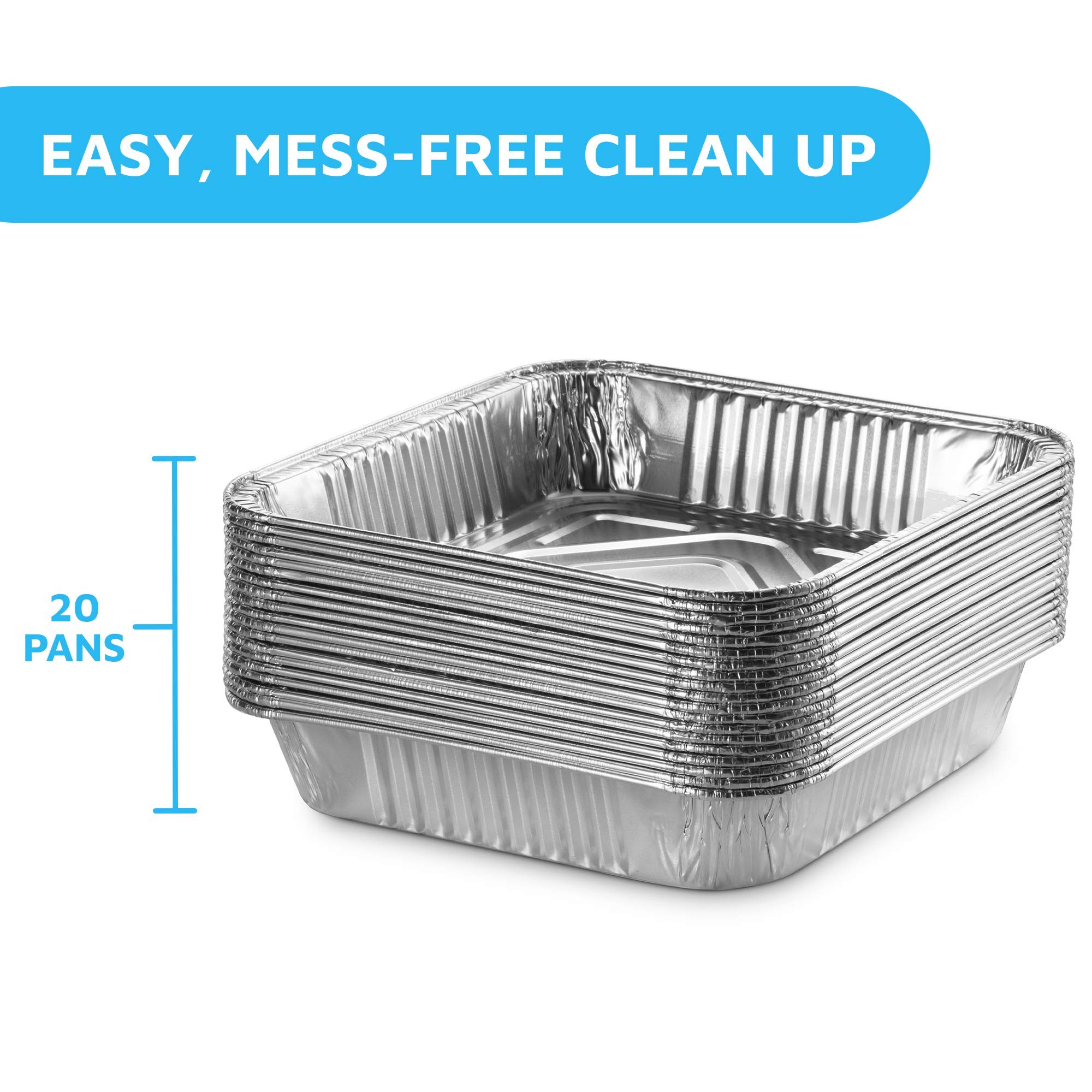 MontoPack 9β Disposable Aluminum Foil Square Baking Pans | 9 x 9 Cake Pan Tin for Broiling, Toaster Oven, Meal Prep, Roasting, Take Out | Perfect for Brownie & Lasagna Trays | 20 Pack