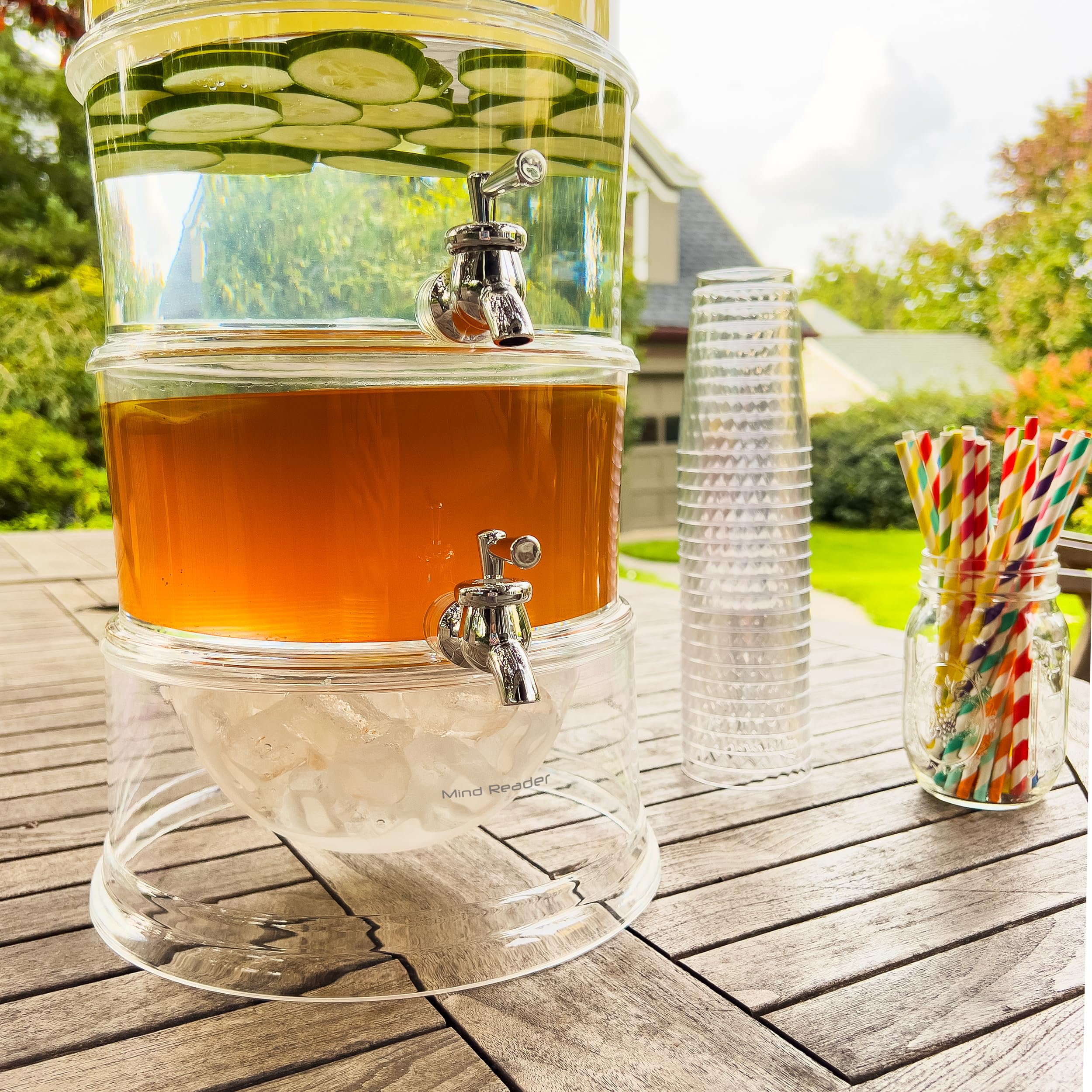 Mind Reader Drink Parties, Beverage Tower Dispenser Punch, Sangria, Ice Bucket, Acrylic, 9" L x9 W x20 H, 9"L x 9"W x 20"H, Clear