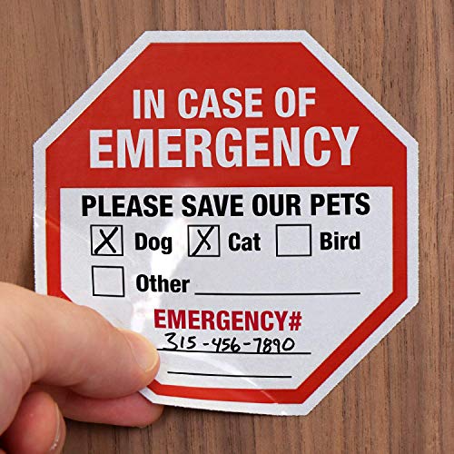 SmartSign “in Case of Emergency Please Save Our Pets" Pet Rescue Decal Set | Two 4"x4" & One 2.75"x2.75" Engineer Grade Reflective Adhesive Labels