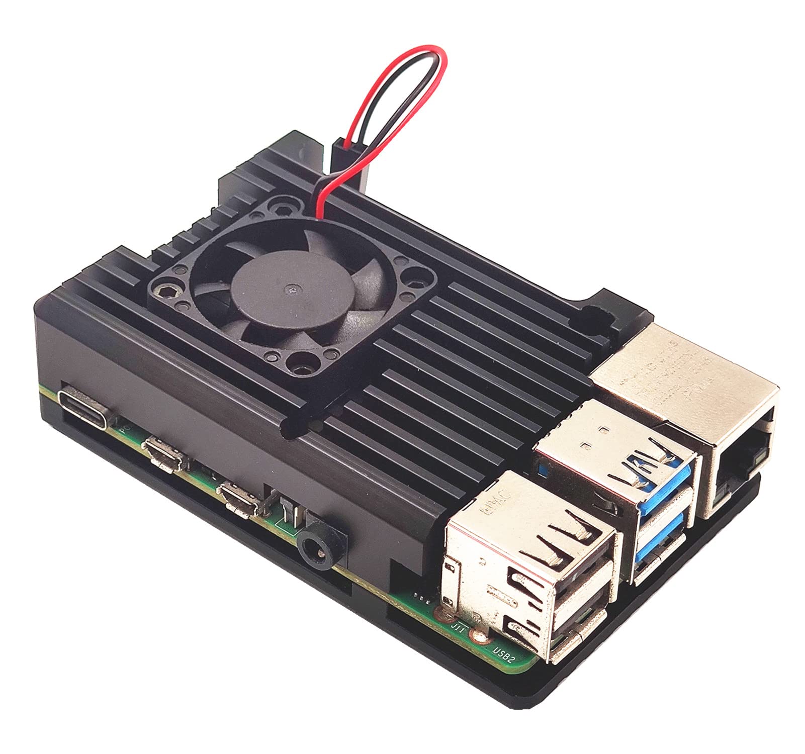 Raspberry Pi 4 Armor Case with Cooling Fan, Raspberry Pi 4 Aluminum Alloy Metal Case Compatible with Raspberry Pi 4 Model B Computer