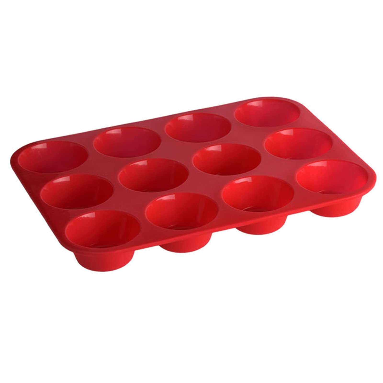 MEKBOK Silicone non-stick pan 12 cups muffin pan/cake pan/cake pan BPA-easy to clean dishwasher and microwave safe, bakeware-red (1pcs)