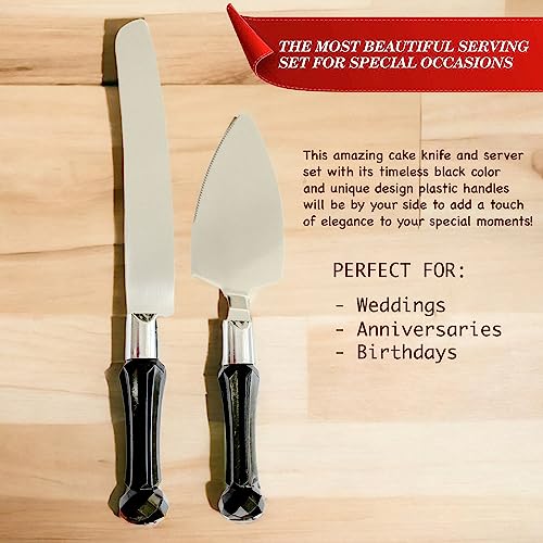 MoonShield Cake Knife & Server Spatula Cake Cutting Set - Wedding Cake Knife Set - Serving Set for Receptions Birthdays - Match the Color to Your Event Theme - Cake Knife and Cutter - Best Gift Set