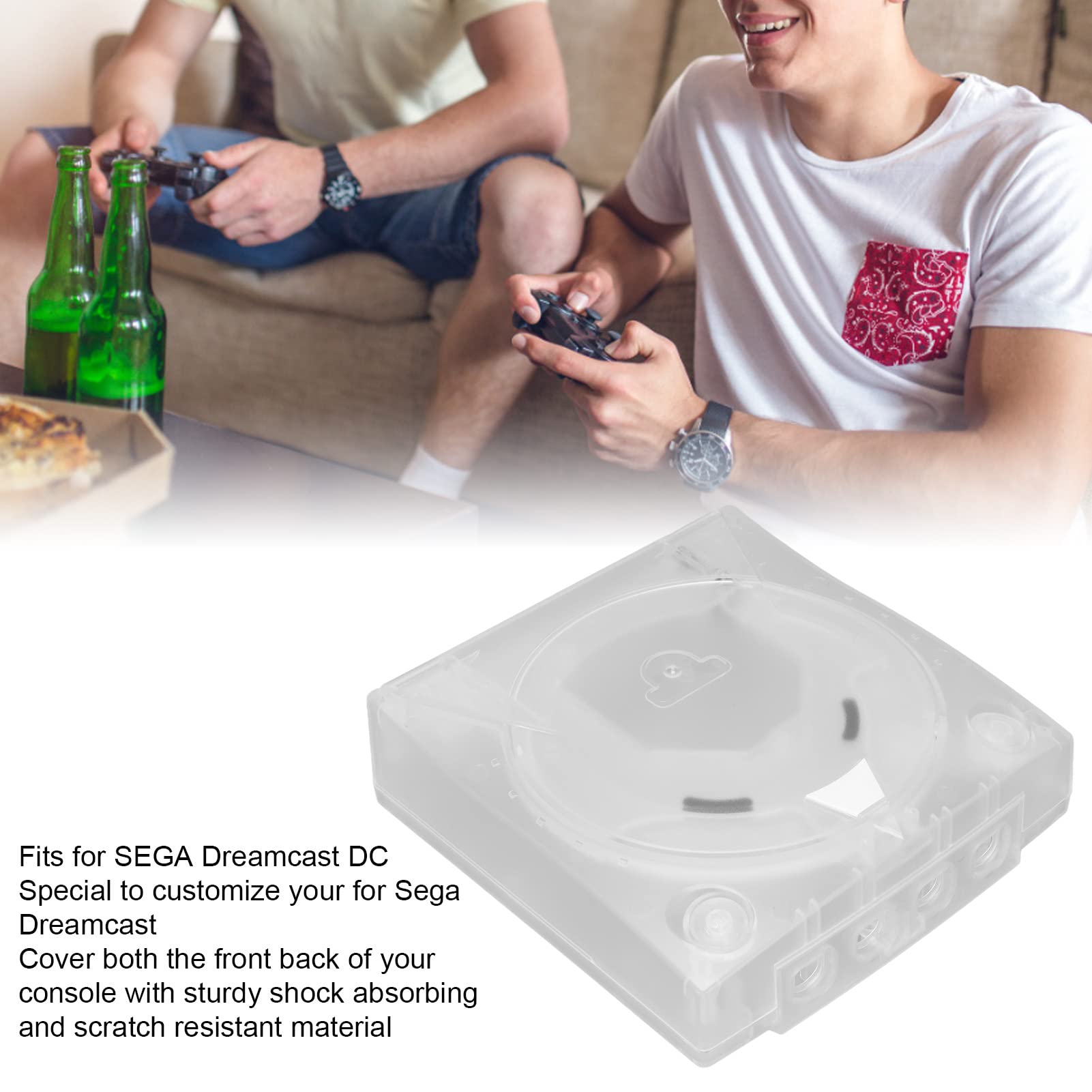 Plastic Housing Shell, Translucent Replacement Protective Case Detachable Retro Shock Absorbing Scratch Resistant Game Console Box for for DC