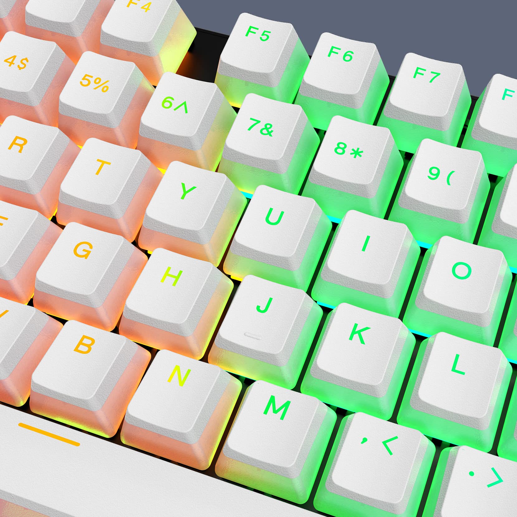 RisoPhy Pudding Keycaps Double Shot PBT Keycap Set for Mechanical Keyboard,OEM Profile with Keycap Puller,Compatible with 104 Keys Full Size,80%,75%,60% Percent Keyboard-White